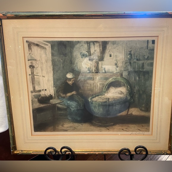 Art | Frantz Charlet Signed Mother With Baby In Bassinet Circa 192 ...